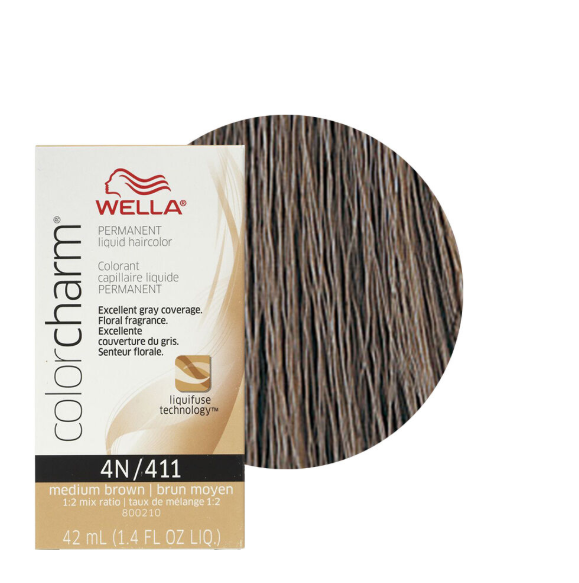 Wella Colorcharm Permanent Liquid Hair Color 4N/411 Medium Brown ...